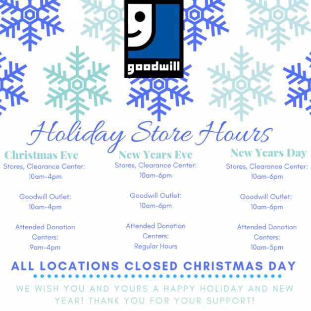 Goodwill Store 2018 Holiday Hours Announced | Goodwill of the Finger Lakes