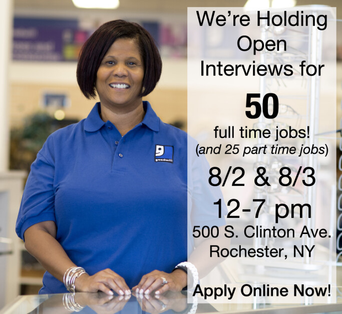 Goodwill of the Finger Lakes Holding Open Interviews for 75 Jobs
